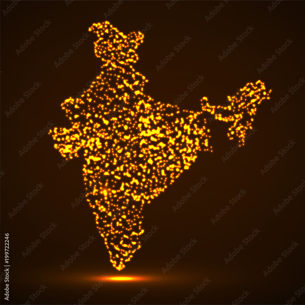 Abstract map of India with glowing particles Stock Vector | Adobe Stock