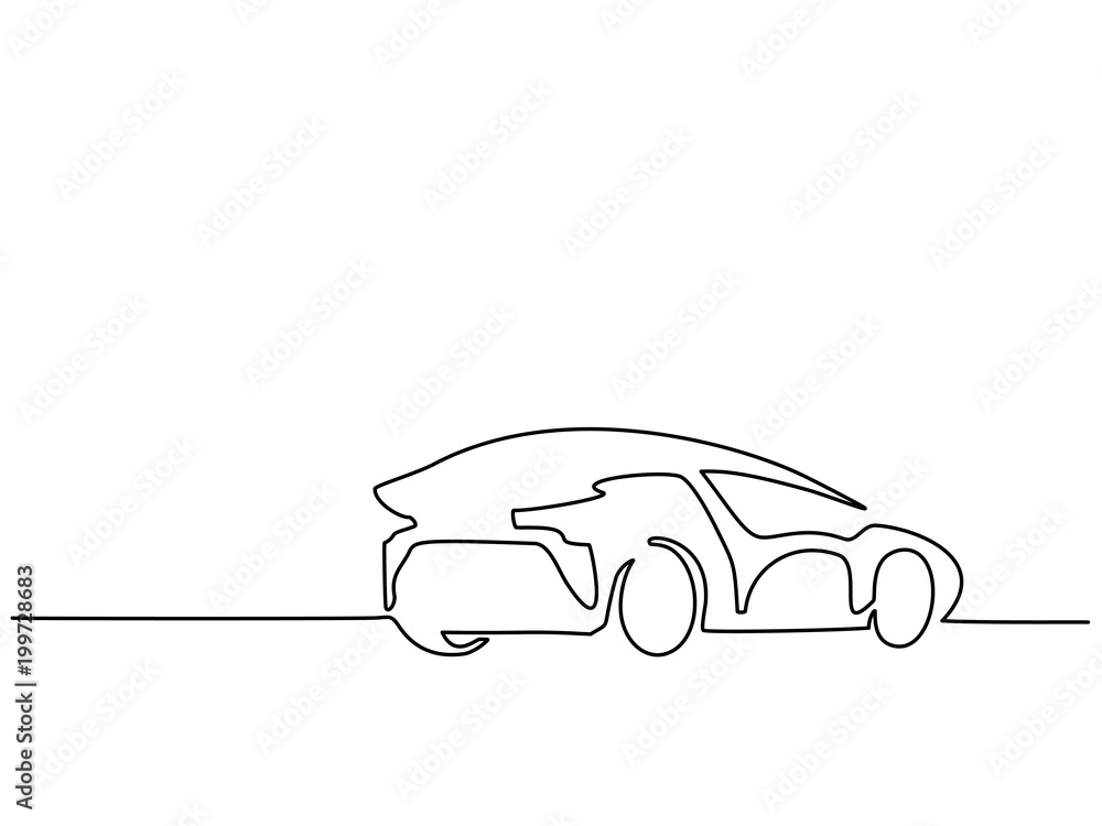 Continuous line drawing. Luxury car back. Vector illustration Stock ...