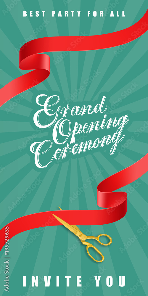 Grand opening ceremony, best party for all, invite you vertical banner ...