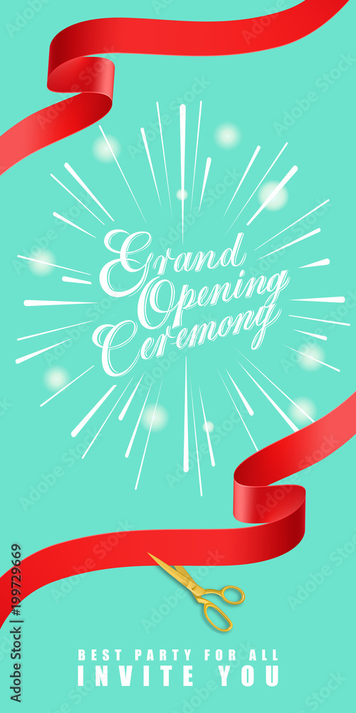 Grand opening ceremony, best party for all, invite you vertical banner ...