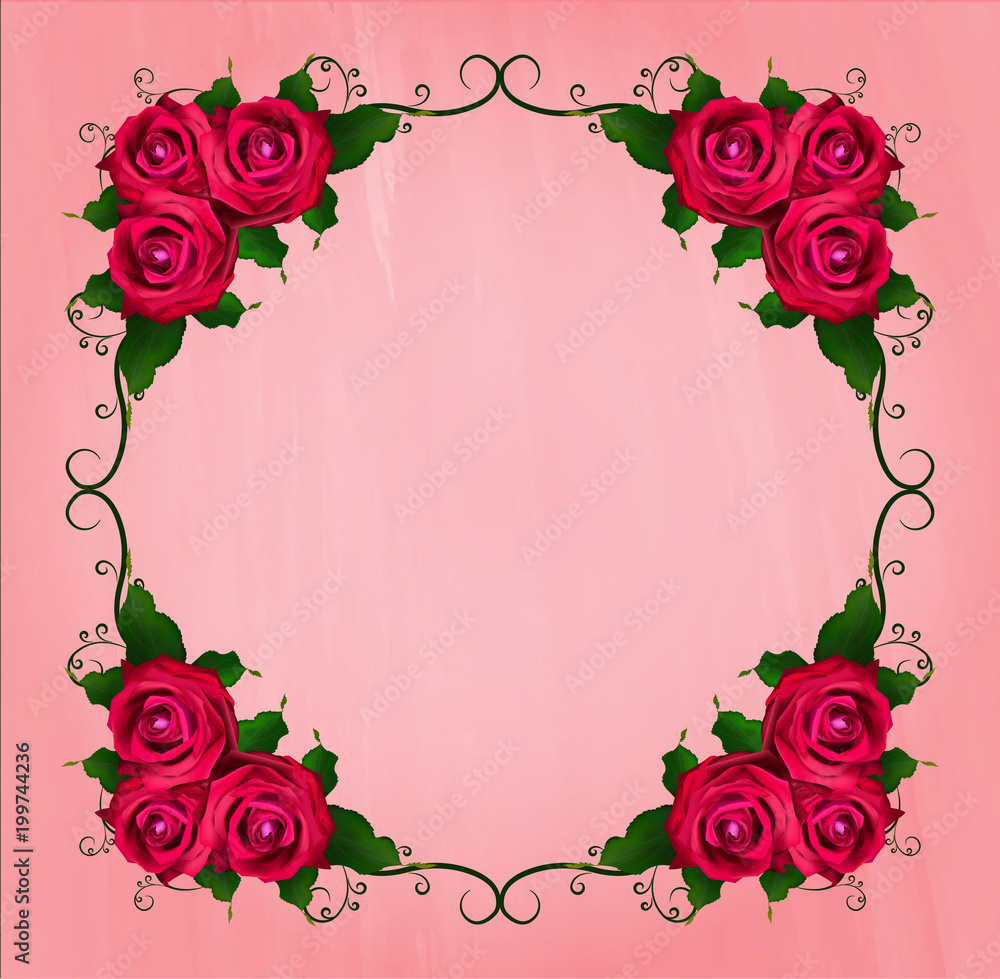 beautiful flower frame vector.Greeting card with flowers, watercolor ...