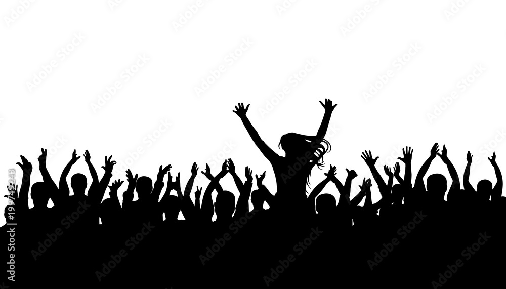Vecteur Stock Applause crowd silhouette, cheerful people. Concert ... Vecteur Stock Applause crowd silhouette, cheerful people. Concert ...