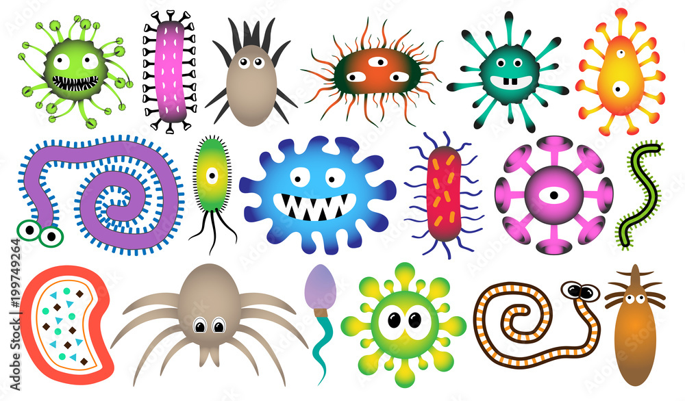 Personage monster, creature. Character of the set microorganism ...