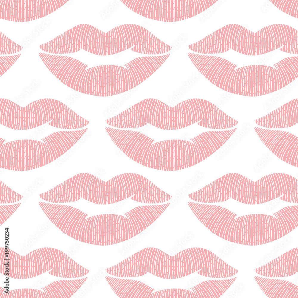 Sexy Line Art Lips Seamless Pattern Stock Illustration | Adobe Stock