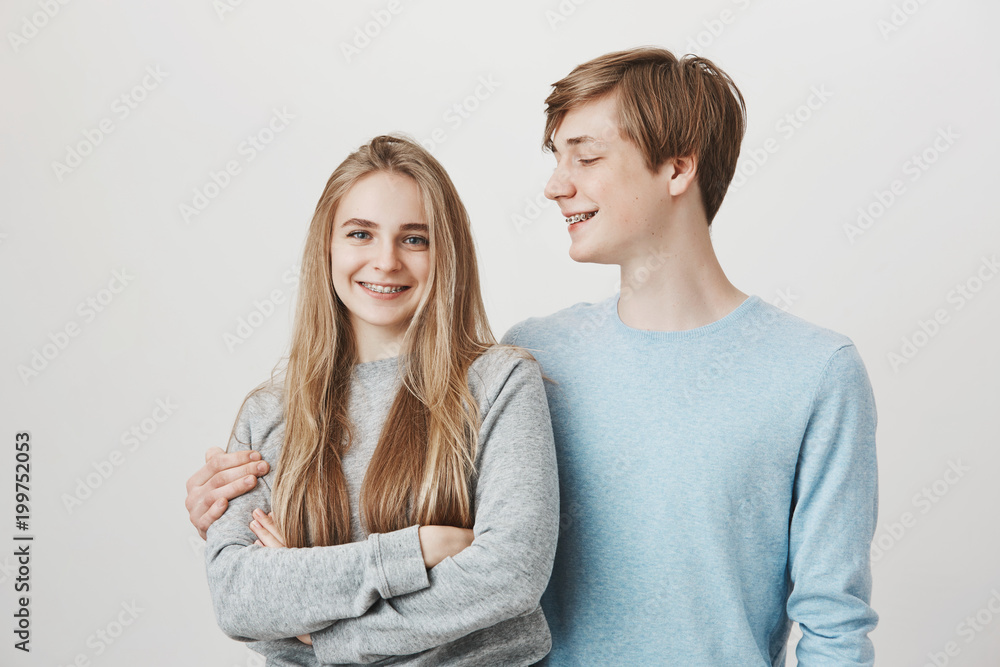 Caring boyfriend loves everything in her. Tall attractive young guy ...