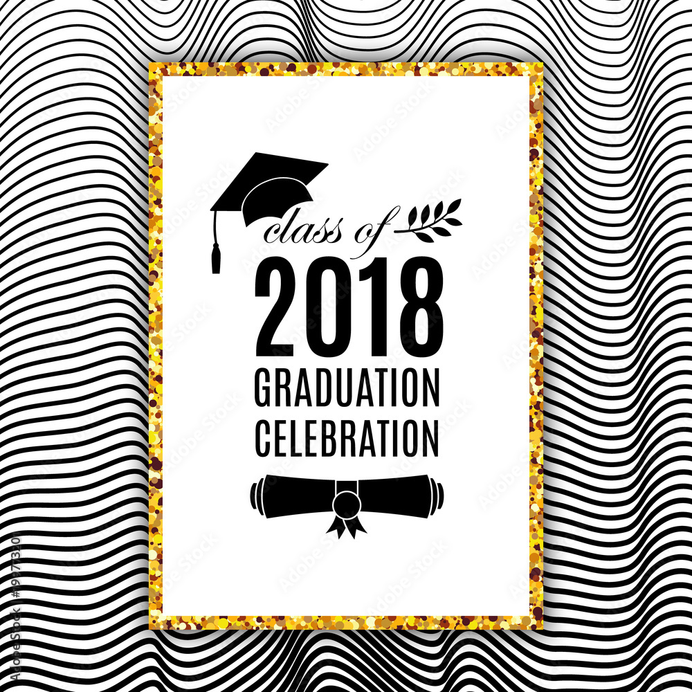 Graduation celebration 2018 class of greeting card with hat, scroll and ...
