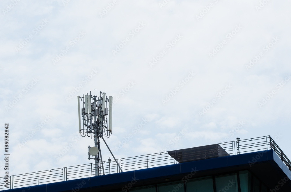 Telecommunication Tower. Cell Phone Signal Tower on sky background Can ...