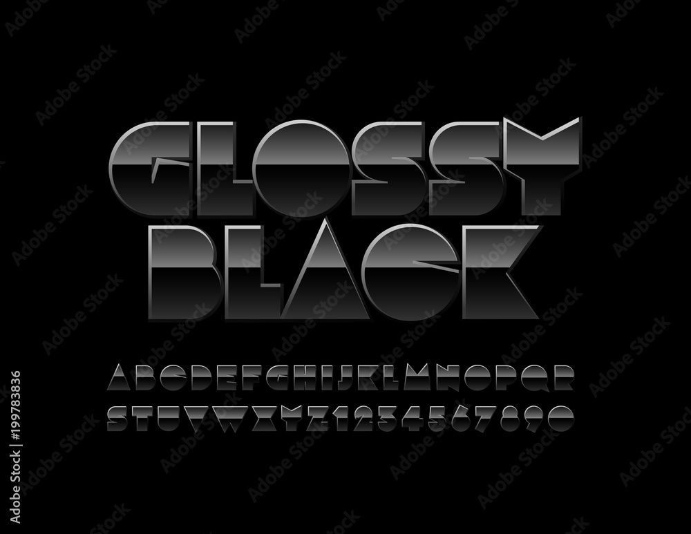 Vector Glossy Black Majestic Font. Elegant modern Alphabet. Abstract ...