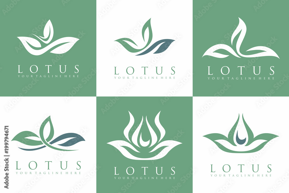 Set of Lotus and Luxury Logo Vector Template Stock Vector | Adobe Stock