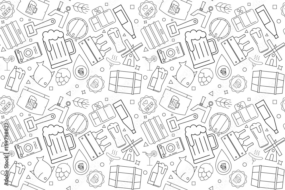 Vector beer pattern. Beer seamless background Stock Vector | Adobe Stock Vector beer pattern. Beer seamless background Stock Vector | Adobe Stock