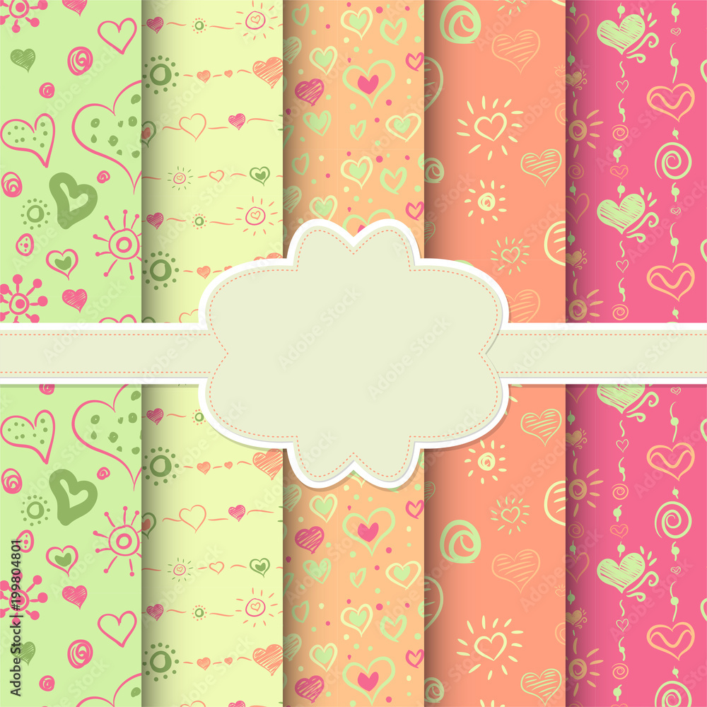 Set of bright seamless backgrounds for your design. Stock Illustration ...