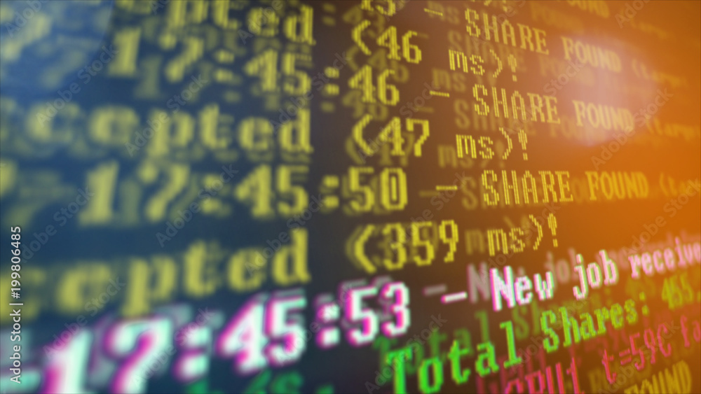 Mining Cryptocurrency process program on display PC. Using Software ...