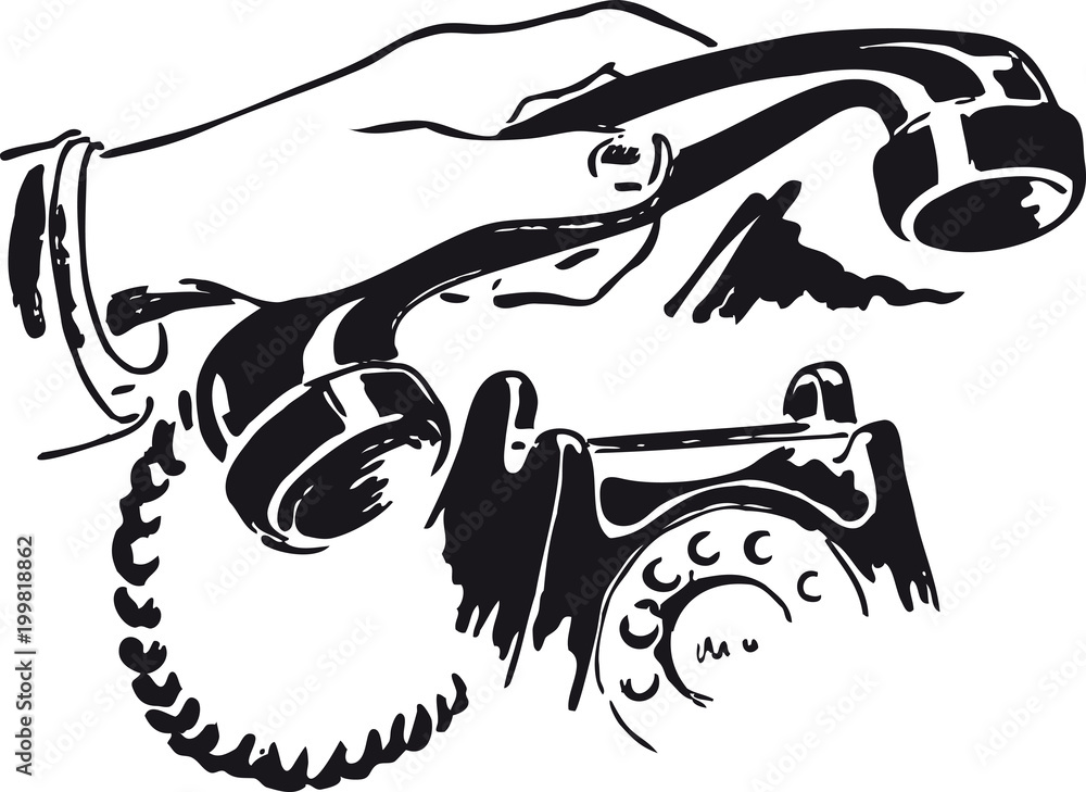 Phone call, Retro Vector Illustration Stock Vector | Adobe Stock