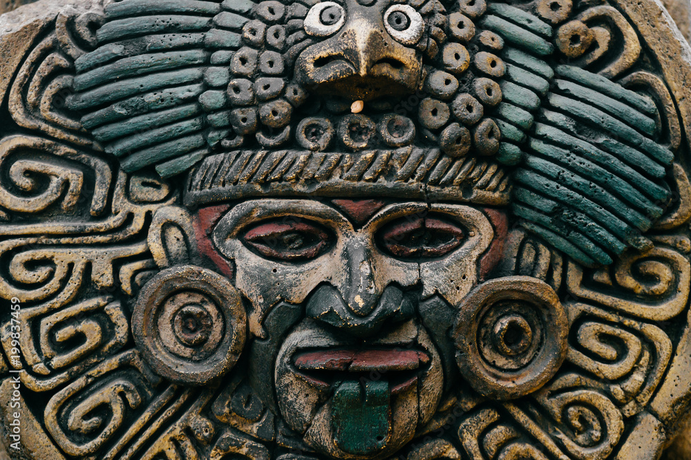 Traditional national indian totem. Totem pole sculpture art. Ancient ...