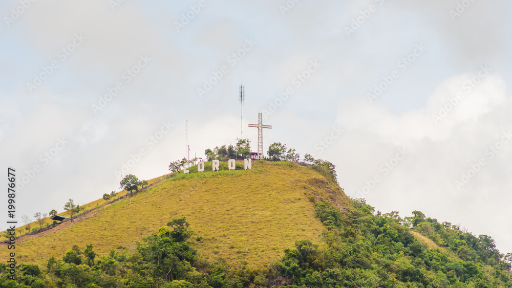 Coron sign with huge white letters on top of mount Tapyas - Main island ...
