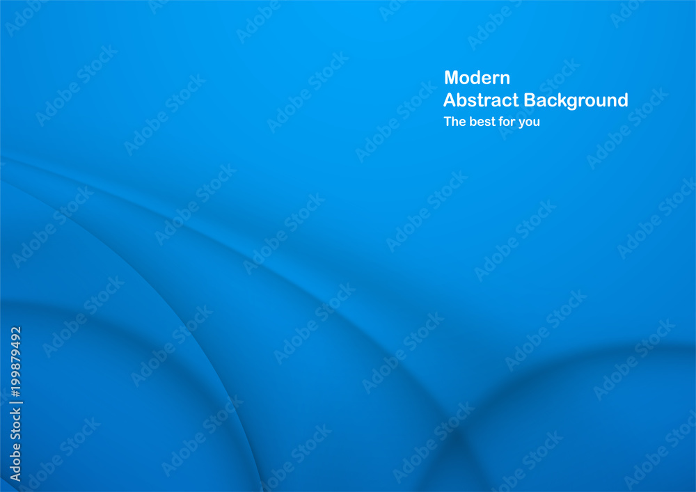 Abstract blue curve background with copy space for white text. Modern ...