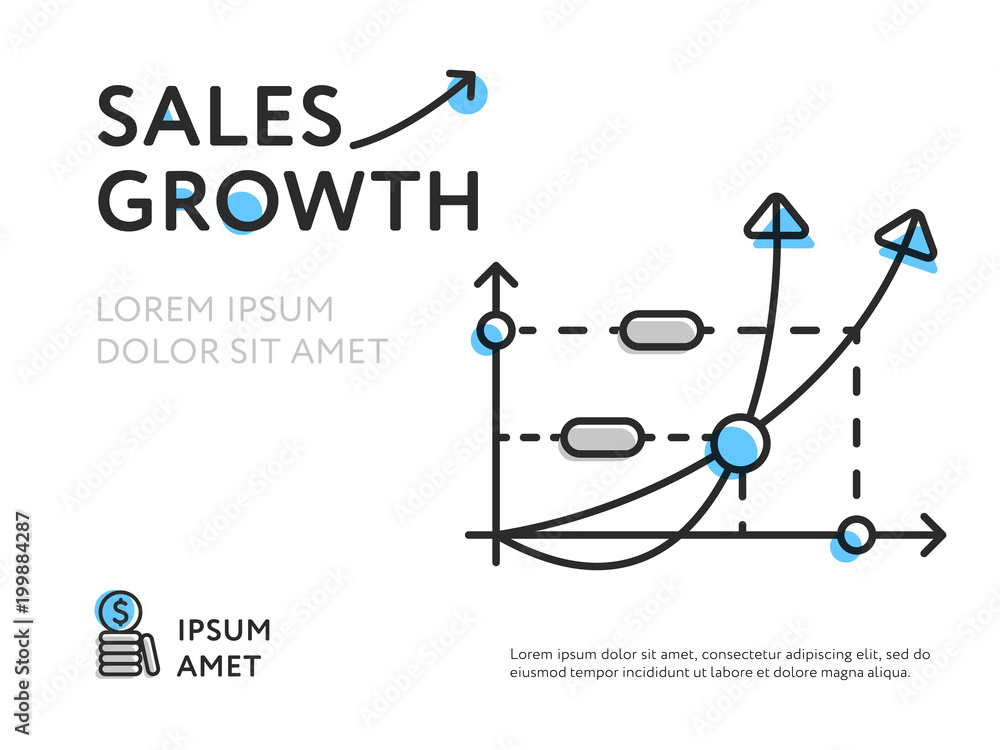 Minimalist design of colorful graphic chart showing sales growth with ...