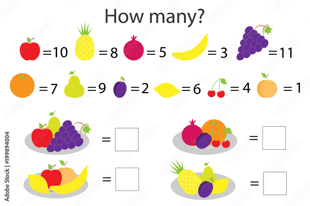 How many counting game with different fruit for kids, educational maths ...