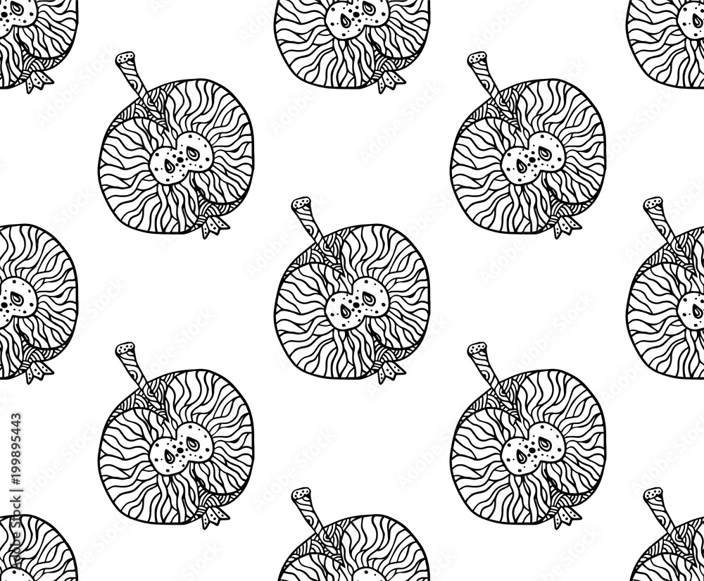 Apple zentangle pattern for print or disign. illustration, black on ...