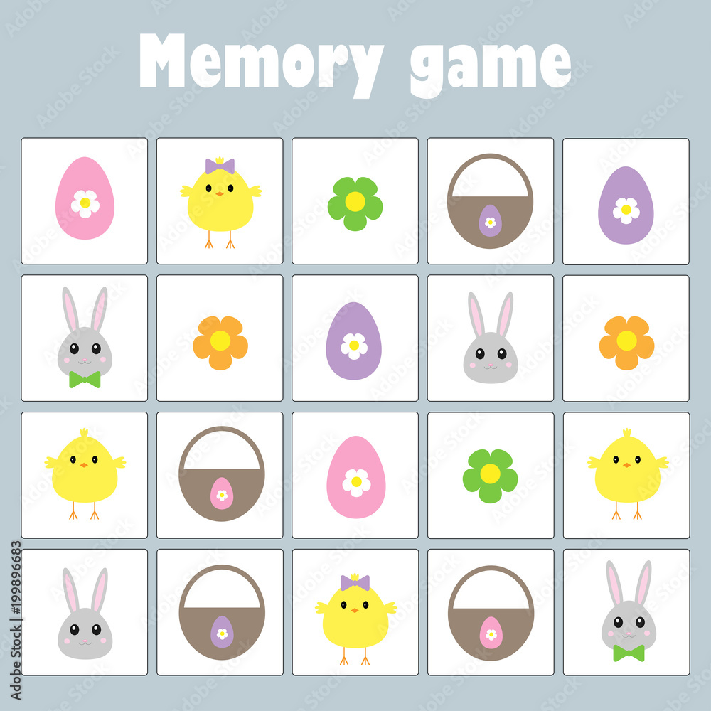 Memory game with pictures (decoration easter eggs) for children, fun ...