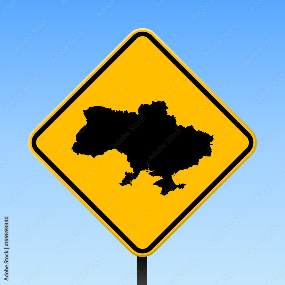 Ukraine map on road sign. Square poster with Ukraine country map on ...