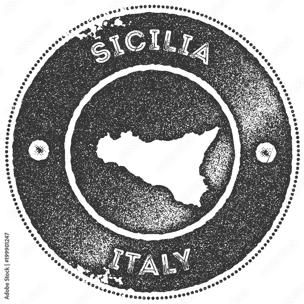 Sicilia map vintage stamp. Retro style handmade label, badge or element ...