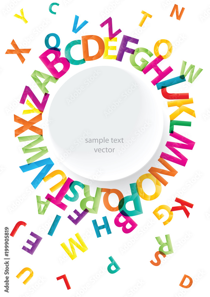 Bright rainbow vector alphabet letters frame. Trendy flat design blank ...