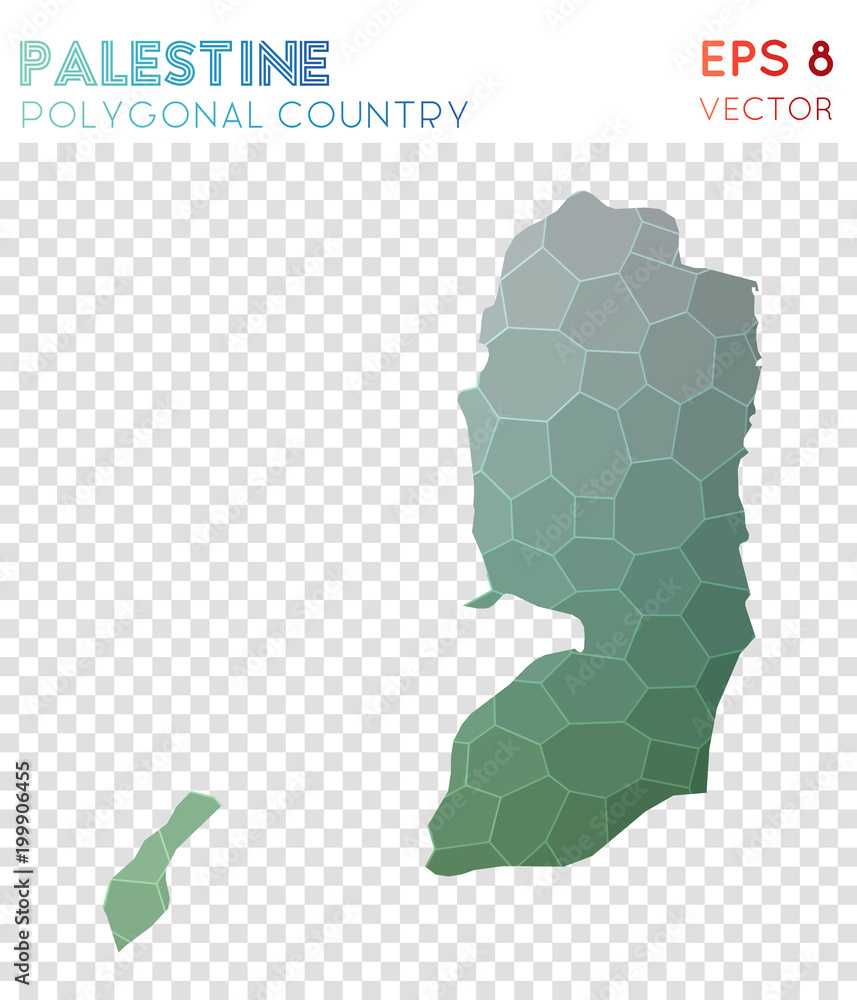 Palestine polygonal map, mosaic style country. Astonishing low poly ...