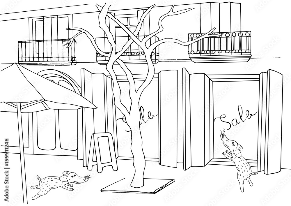 Cute Storefront Drawing