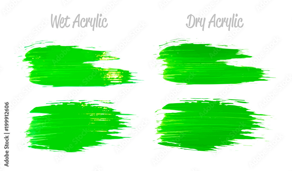 Vector green paint smear stroke stain set. Abstract acrylic textured ...