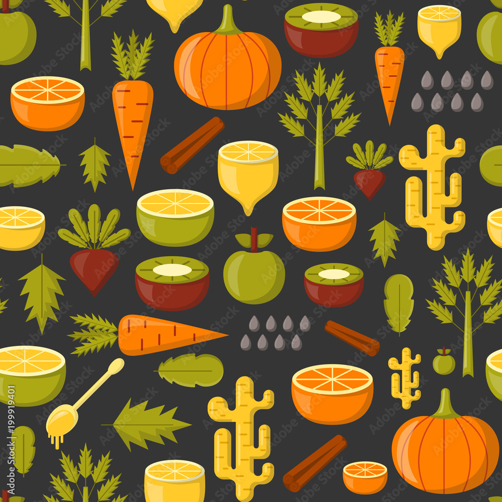 Vector cartoon fresh healthy food background Stock Vector | Adobe Stock