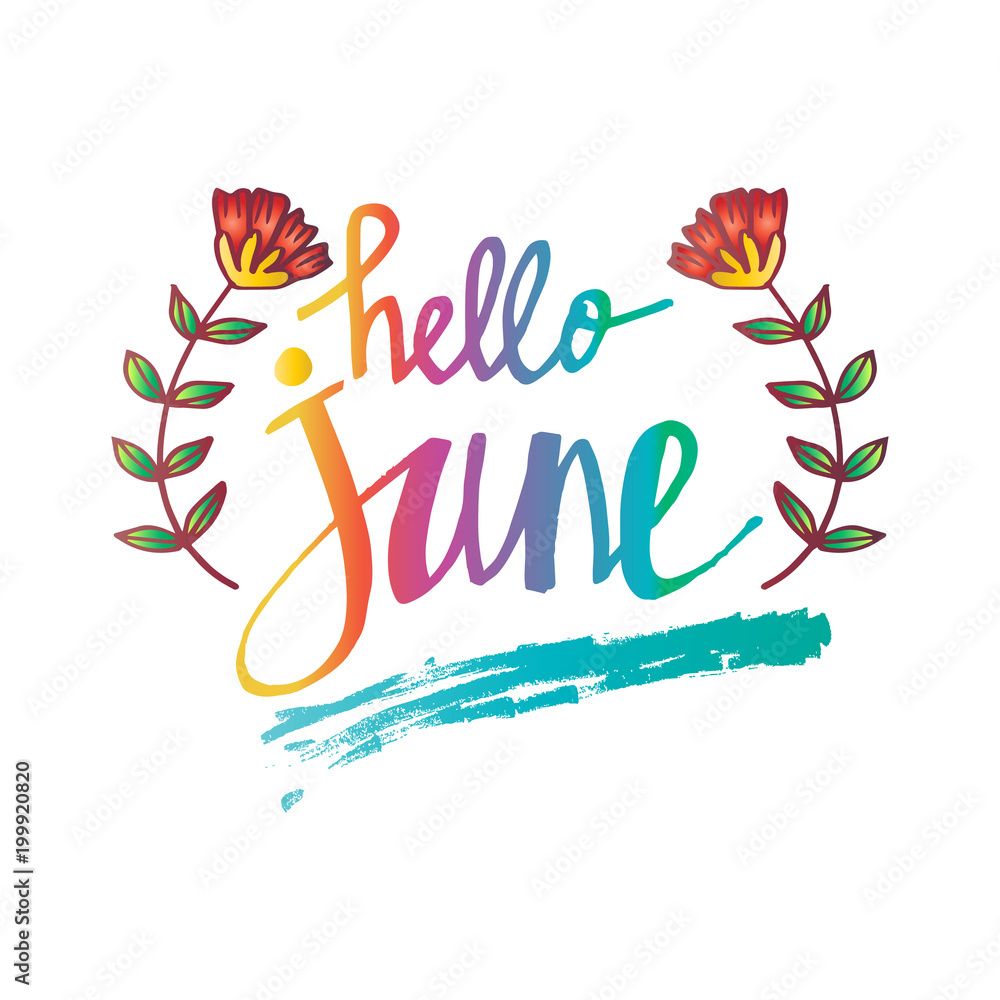 Hello June hand lettering Stock Illustration | Adobe Stock