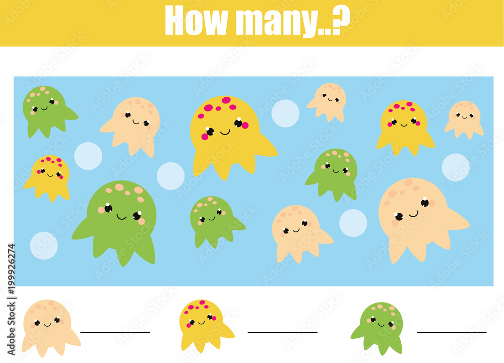 Counting educational children game, math kids activity. How many ...