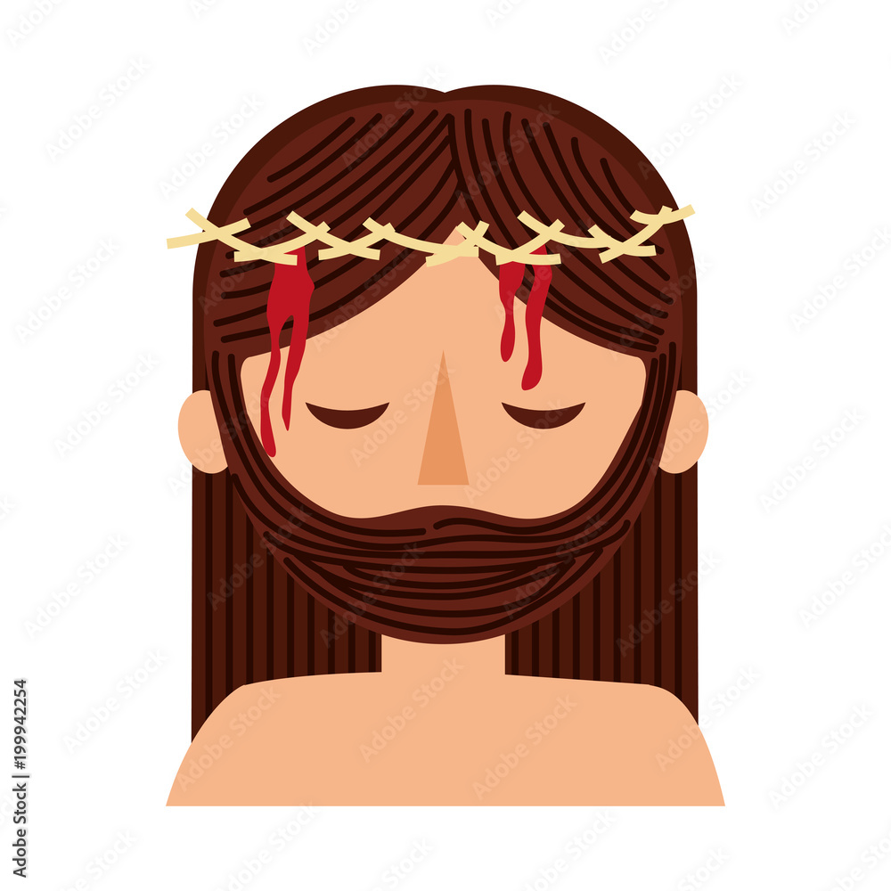 jesus christ with crown of thorns vector illustration design Stock ...