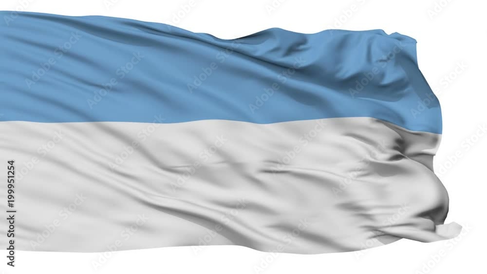 Puno flag, city of Peru, realistic animation isolated on white seamless ...