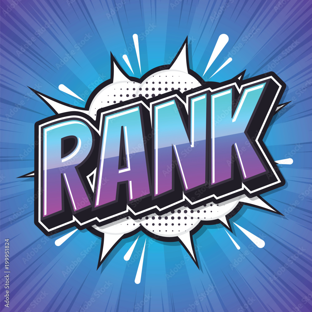Rank. Poster comic speech bubble. Vector illustration Stock Vector ...