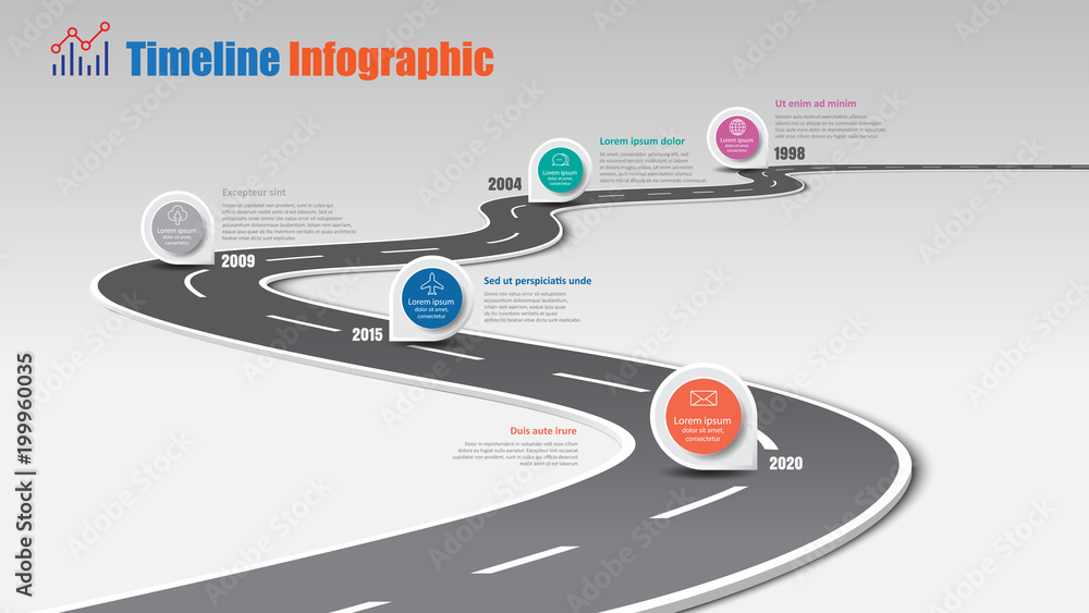 Business road map timeline infographic template with pointers designed ...