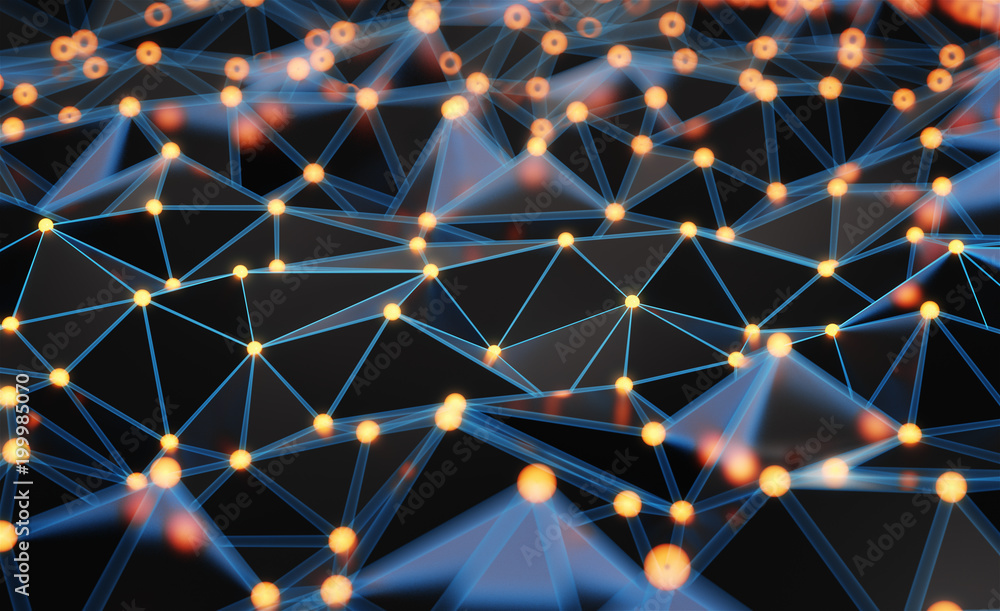Abstract Particle Background Mess Networkfuturistic Plexus Array Big Data3d Rendering Stock