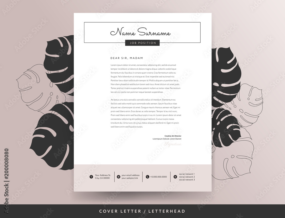 Feminine letterhead cover letter design template vector mockup Stock ...
