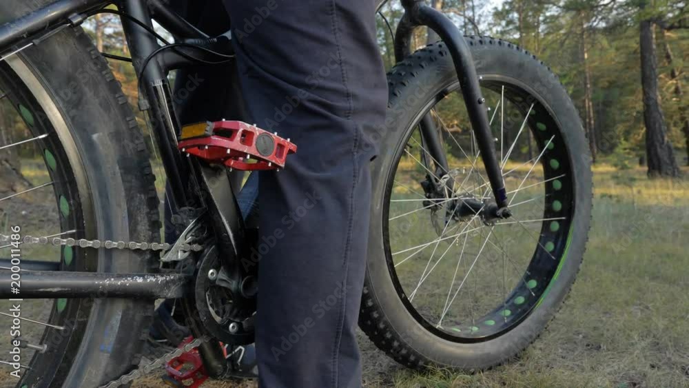 Video Stock Fat bike also called fatbike or fat-tire bike in summer ...