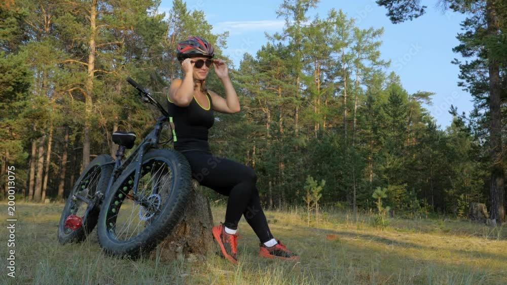 Fat bike also called fatbike or fat-tire bike in summer riding in the ...