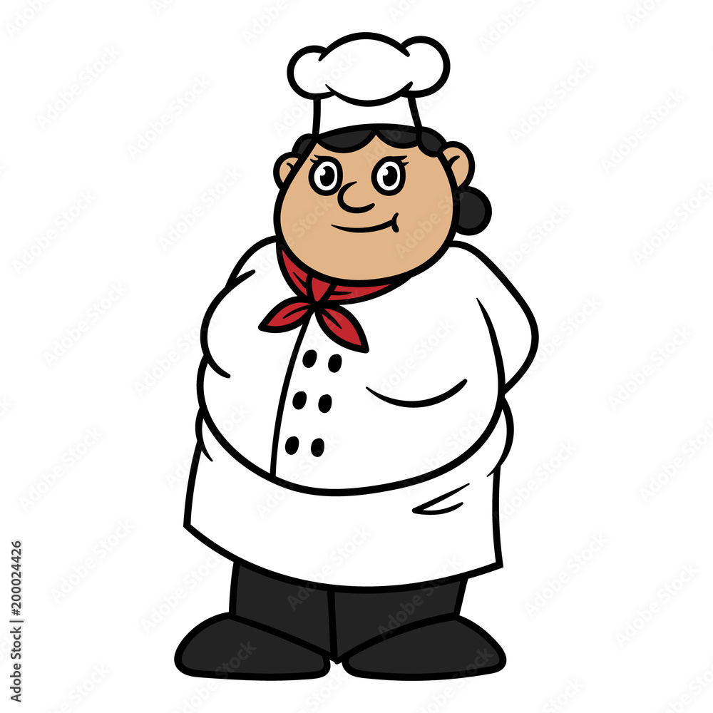 Cartoon Fat Female Chef Stock Vector Adobe Stock
