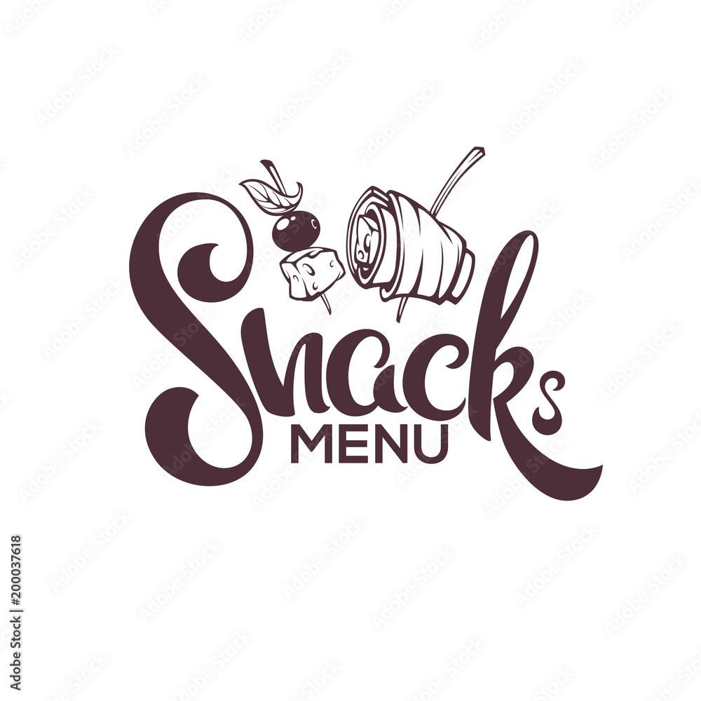 Snack Menu, Vector Image of Hand Drawn Appetizers and Lettering ...