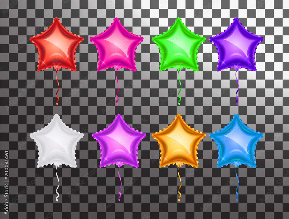 Star balloon colorful set on transparent background. Party balloons ...