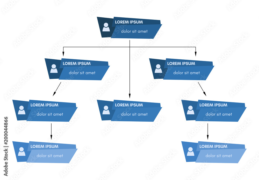 Blue business structure concept, corporate organization chart scheme ...