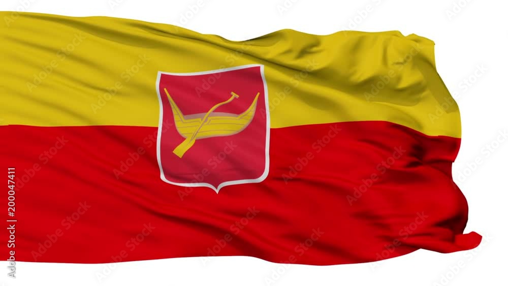 lodz flag, city of Poland, realistic animation isolated on white ...