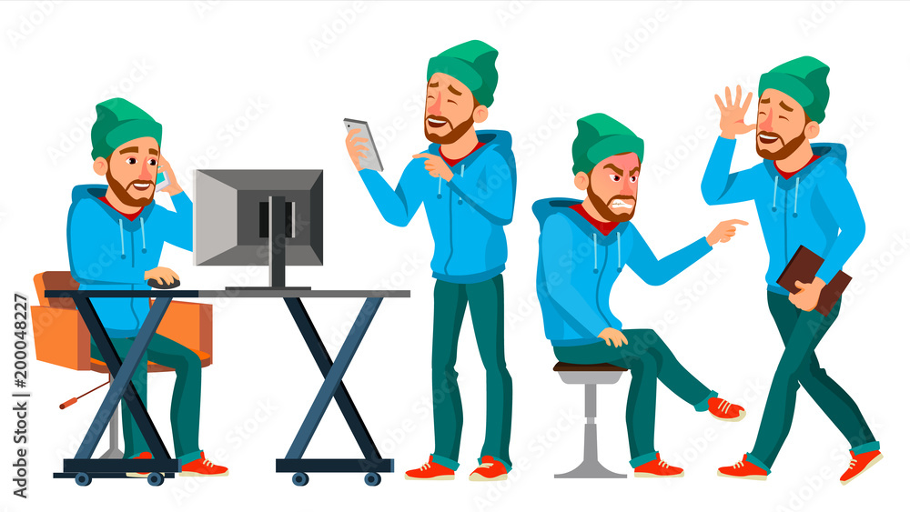 Business Man Character Vector. Working Male. Environment Process. Start ...