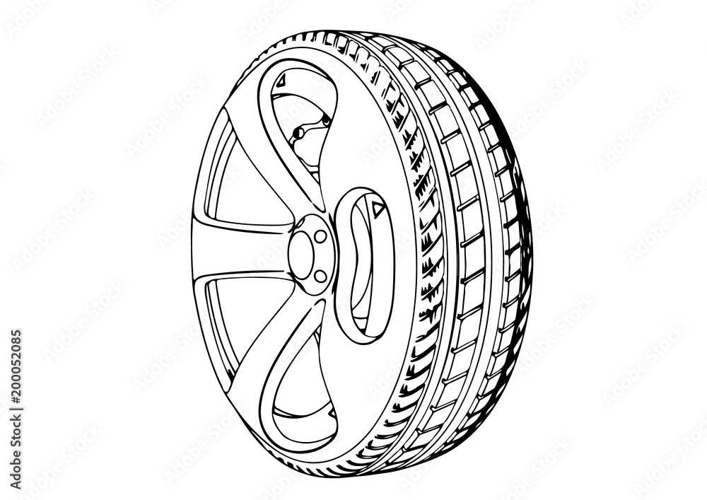 sketch of car wheels vector Stock Vector | Adobe Stock