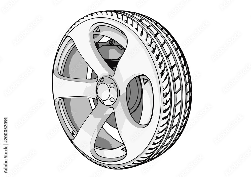 sketch of car wheels vector Stock Vector | Adobe Stock