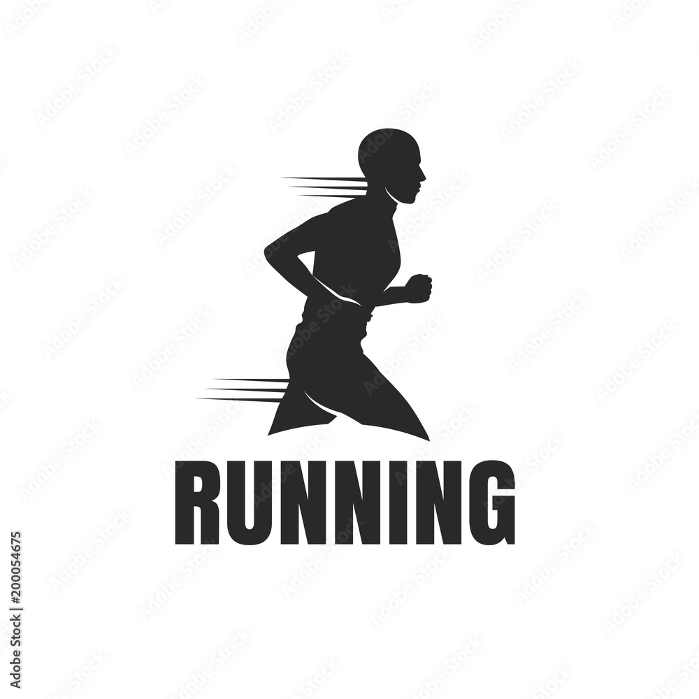 Running man logo design isolated on white background Stock Vector ...